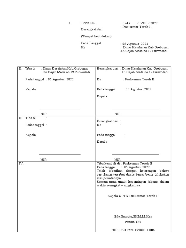 SPPD Bok Tahun 2022 | PDF