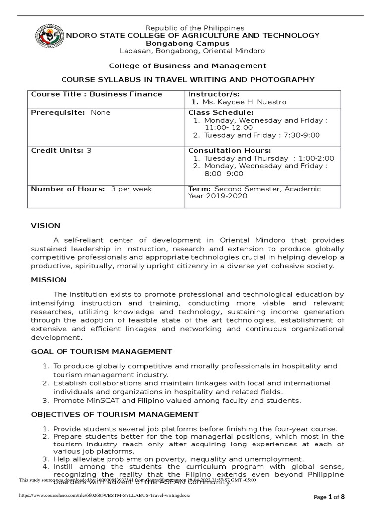 BSTM SYLLABUS Travel Writing | PDF