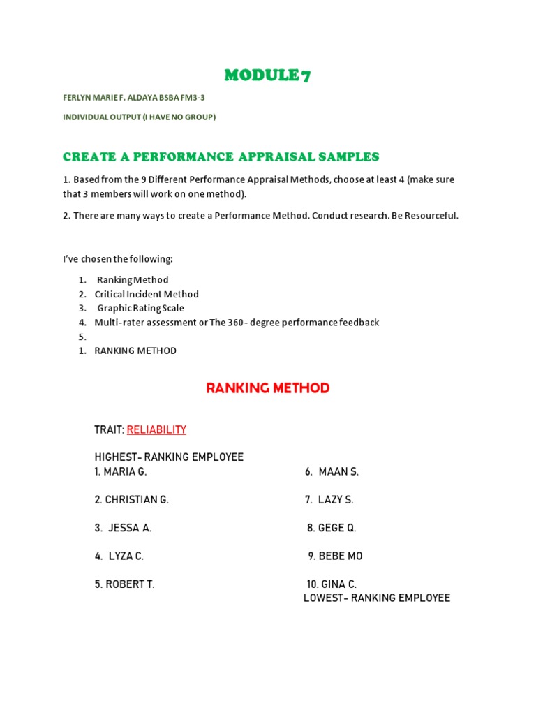 Module 7 | PDF | Performance Appraisal | Psychology