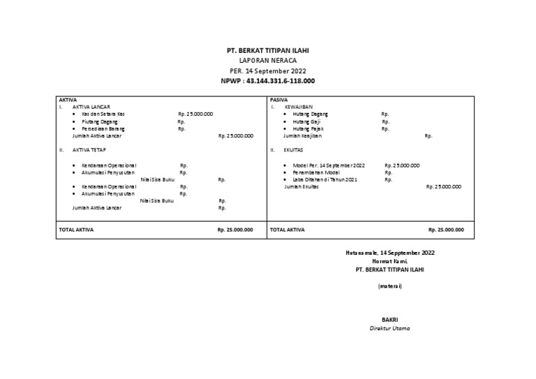 Laporan Neraca | PDF