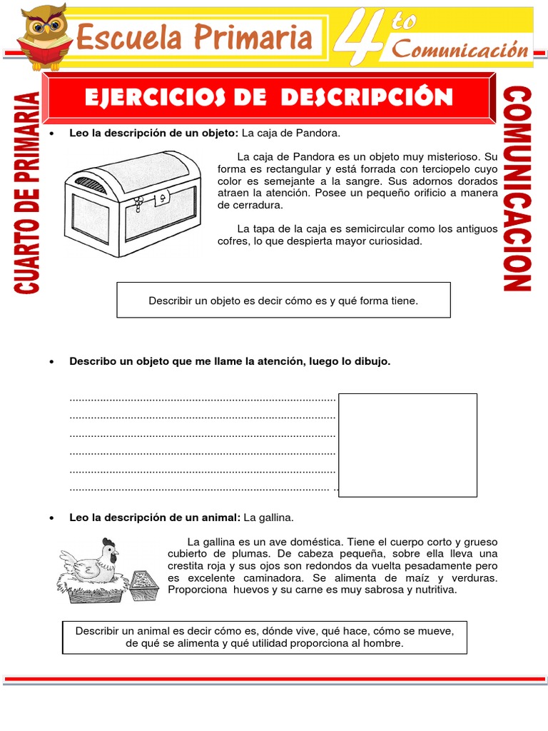 Ejercicios de Descripcion para Cuarto de Primaria | PDF