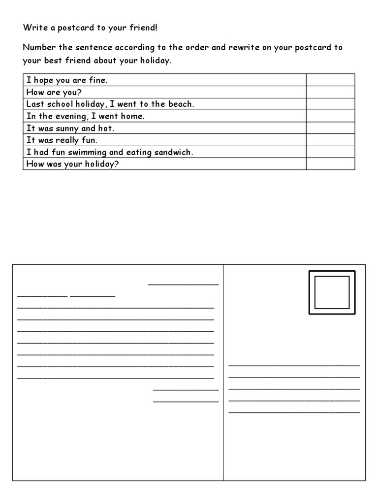 Postcard Exercise 1 | PDF