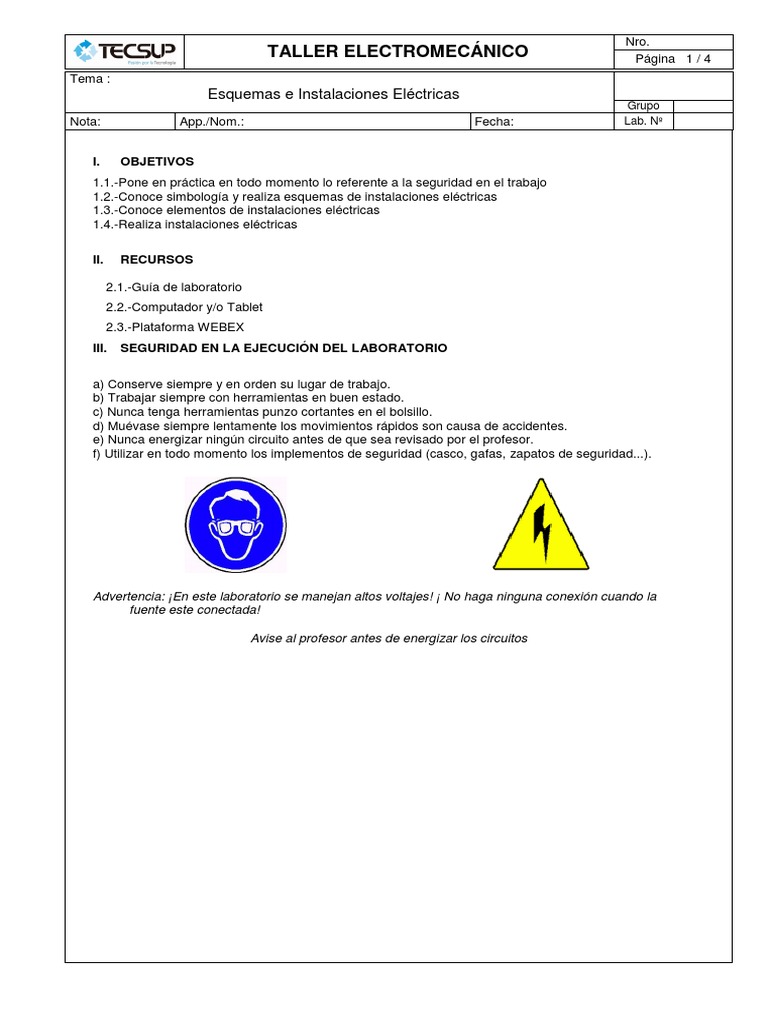 Electrical Installation Schematics and Diagrams Laboratory Manual | PDF ...