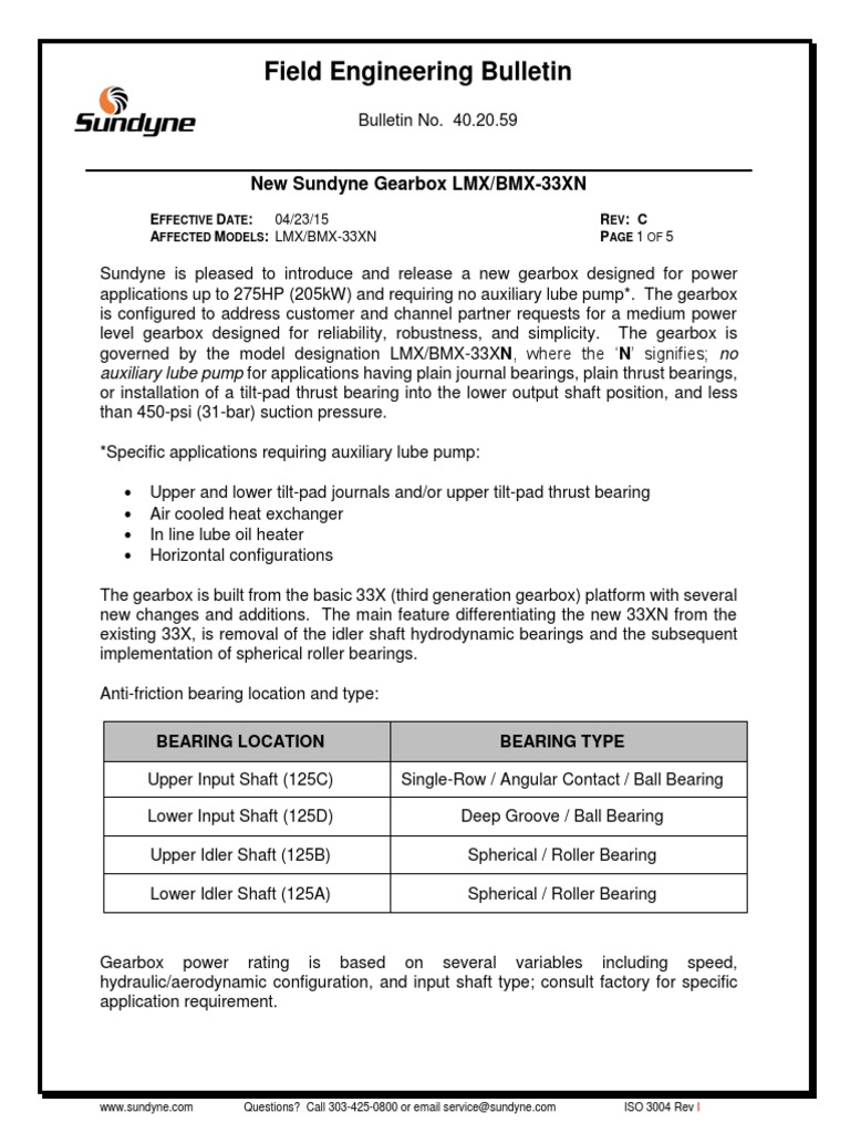 40-20-59 Rev C New Sundyne Gearbox LMX BMX-33XN | PDF