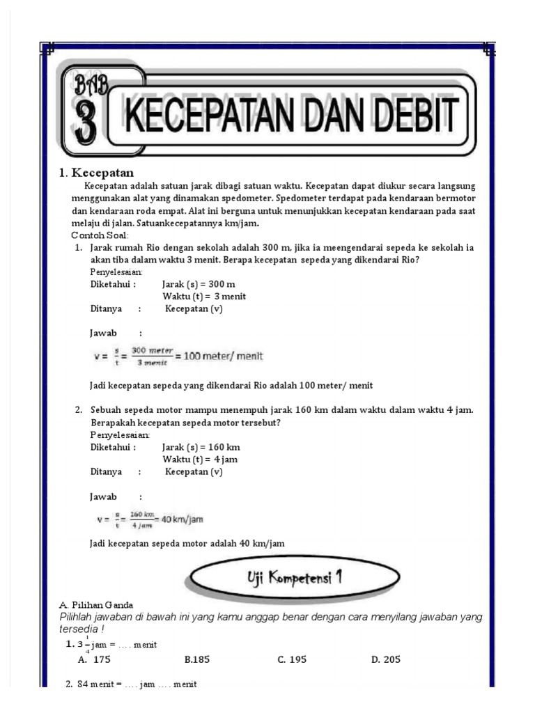 PDF Kecepatan Dan Debit | PDF