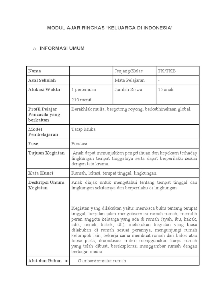 Modul Ajar Ringkas | PDF
