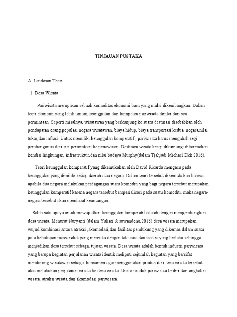 Tinjauan Pustaka Desa Wisata | PDF