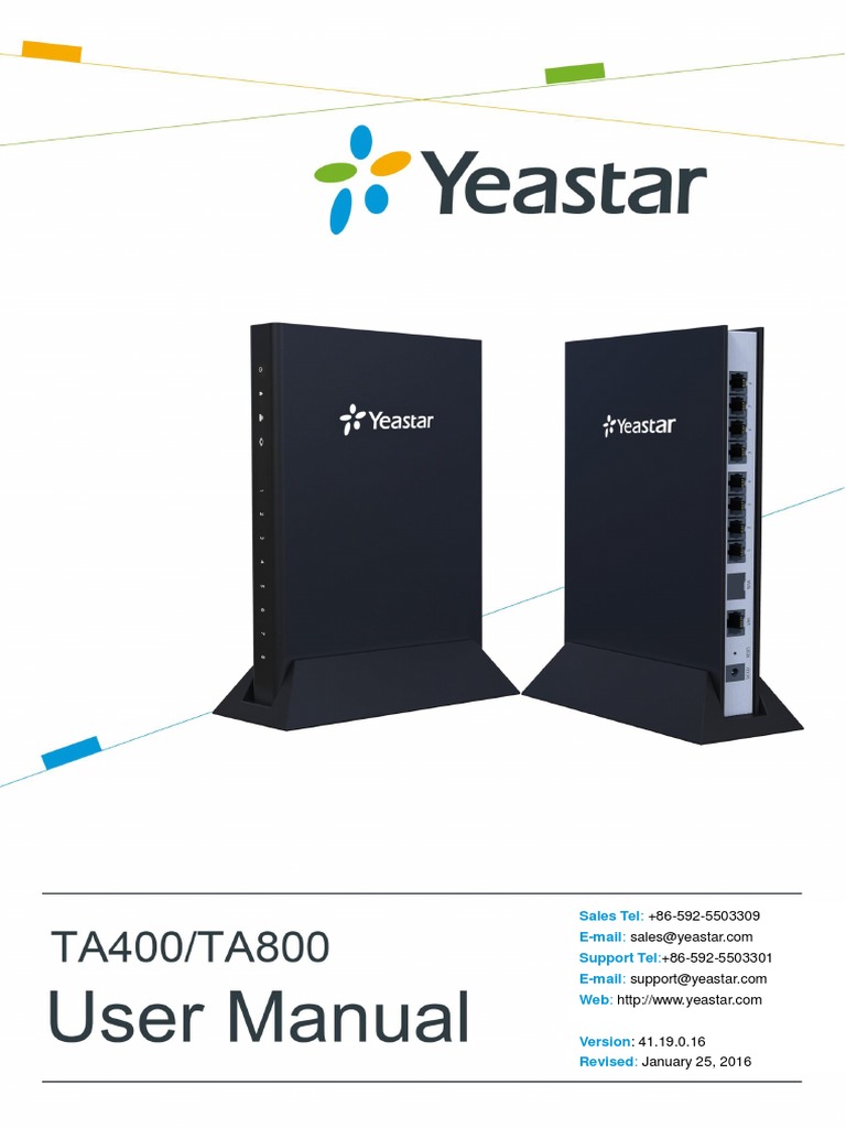 Ta400 Ta800 User Manual en | PDF | Ip Address | Session Initiation Protocol