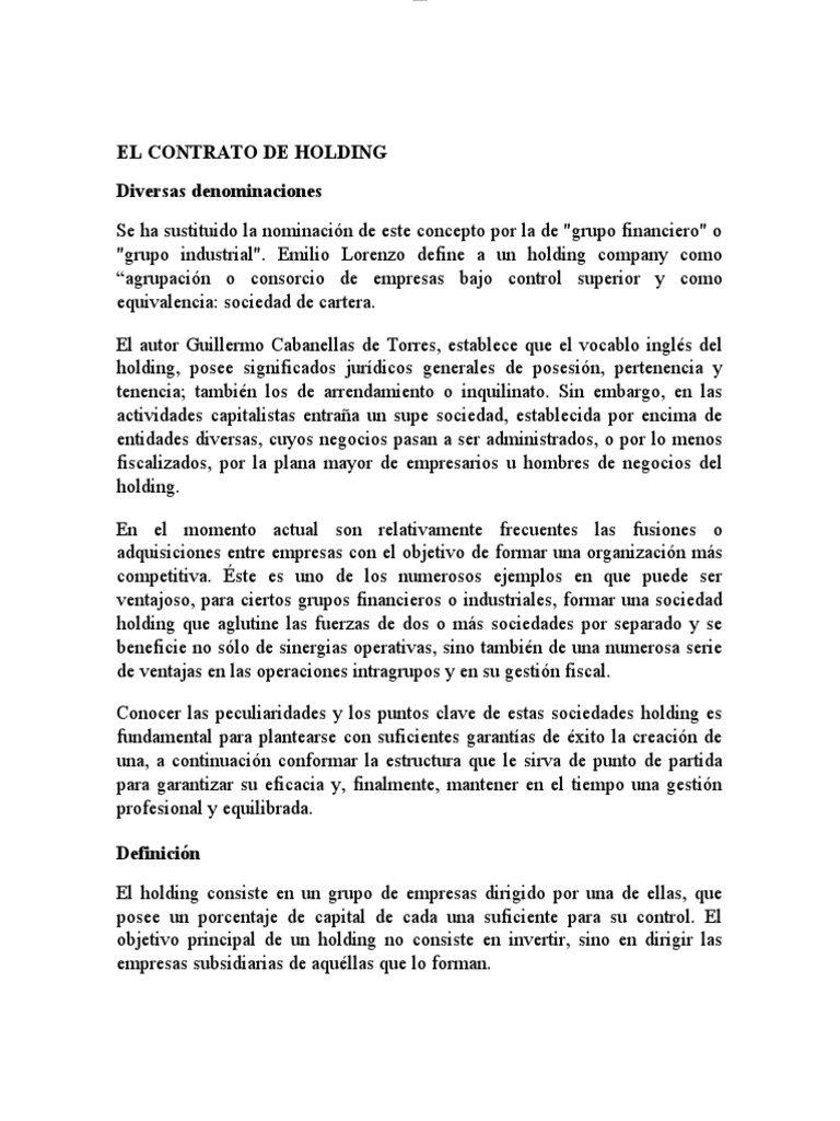 Contrato de Holding | PDF