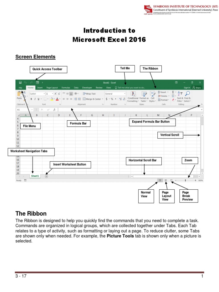 Exp 1 Introduction To Excel 2016 | PDF | Microsoft Excel | Spreadsheet