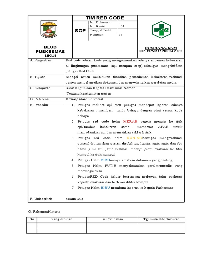 Sop Red Code | PDF