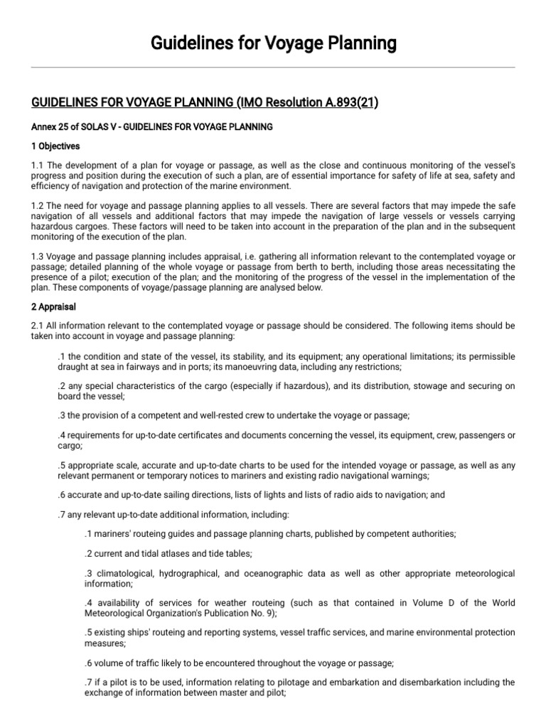 Guidelines For Voyage Planning | PDF | Navigation | Earth Sciences