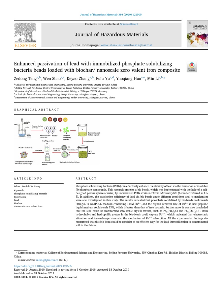Enhanced passivation of lead with immobilized phosphate solubilizing | PDF