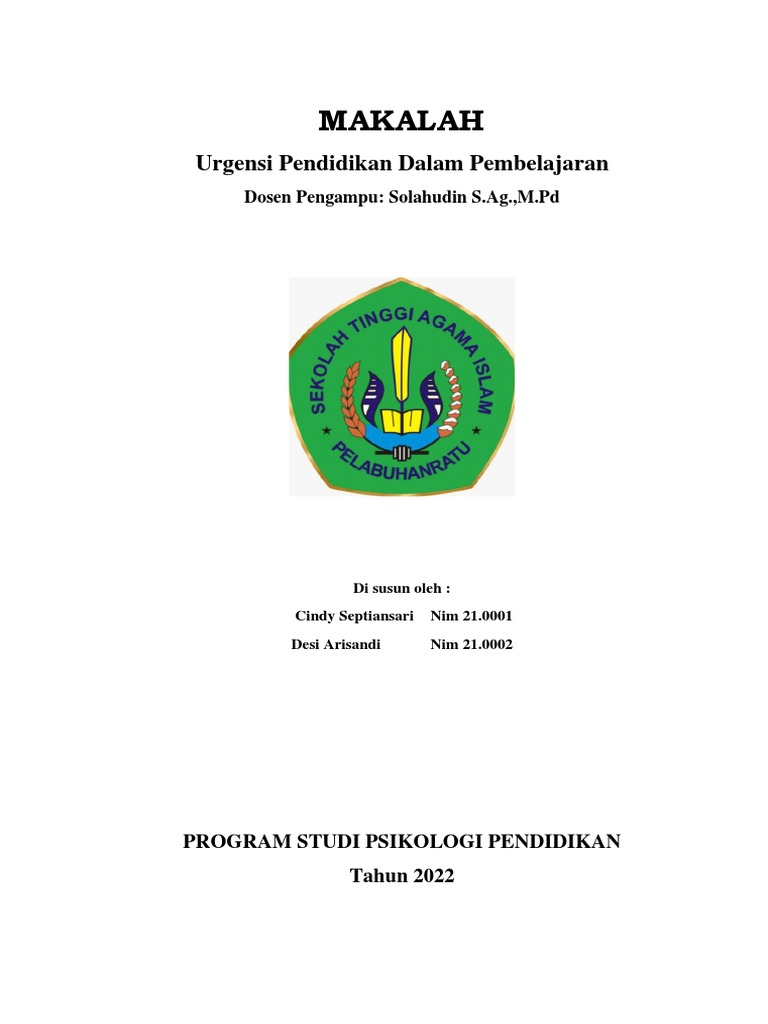 Urgensi Pendidikan Dalam Pembelajaran | PDF