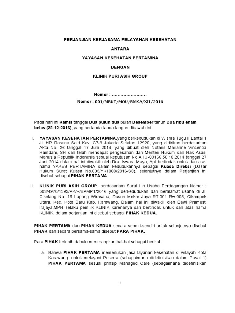 Draft PKS Yayasan Pertamina | PDF