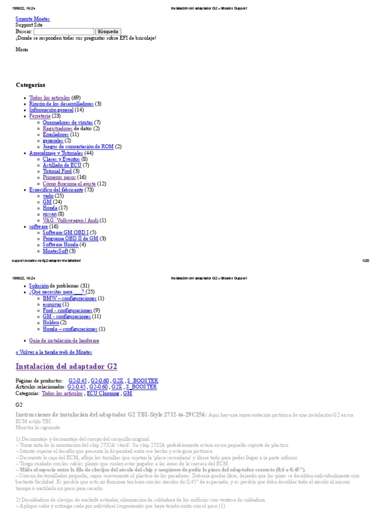 1.-Instalación Del Adaptador G2 Moates Support | PDF