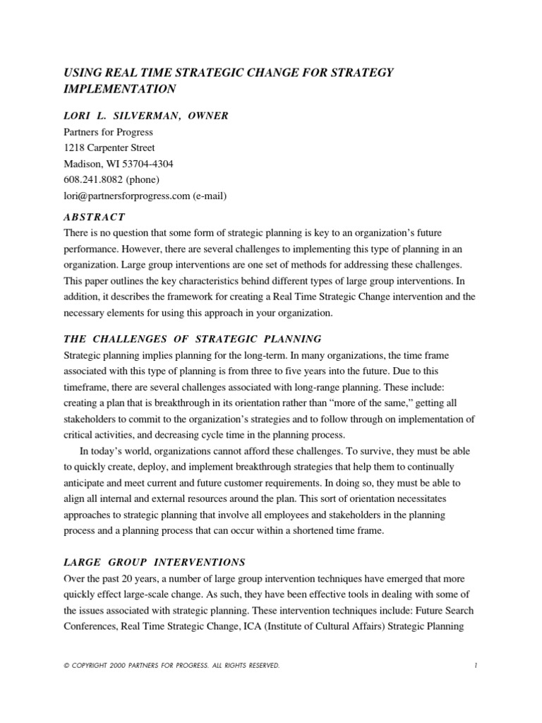Large Group Interventions | PDF | Strategic Planning | Strategic Management