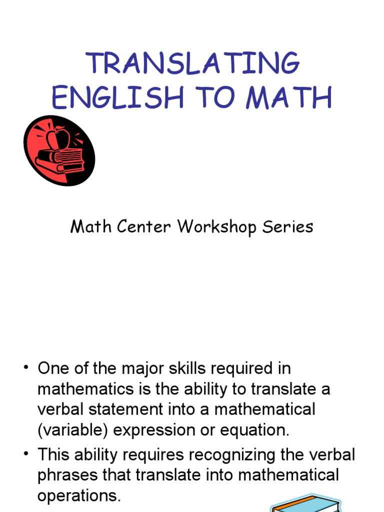 2.3. Translating Engl To Math | PDF | Subtraction | Elementary Mathematics
