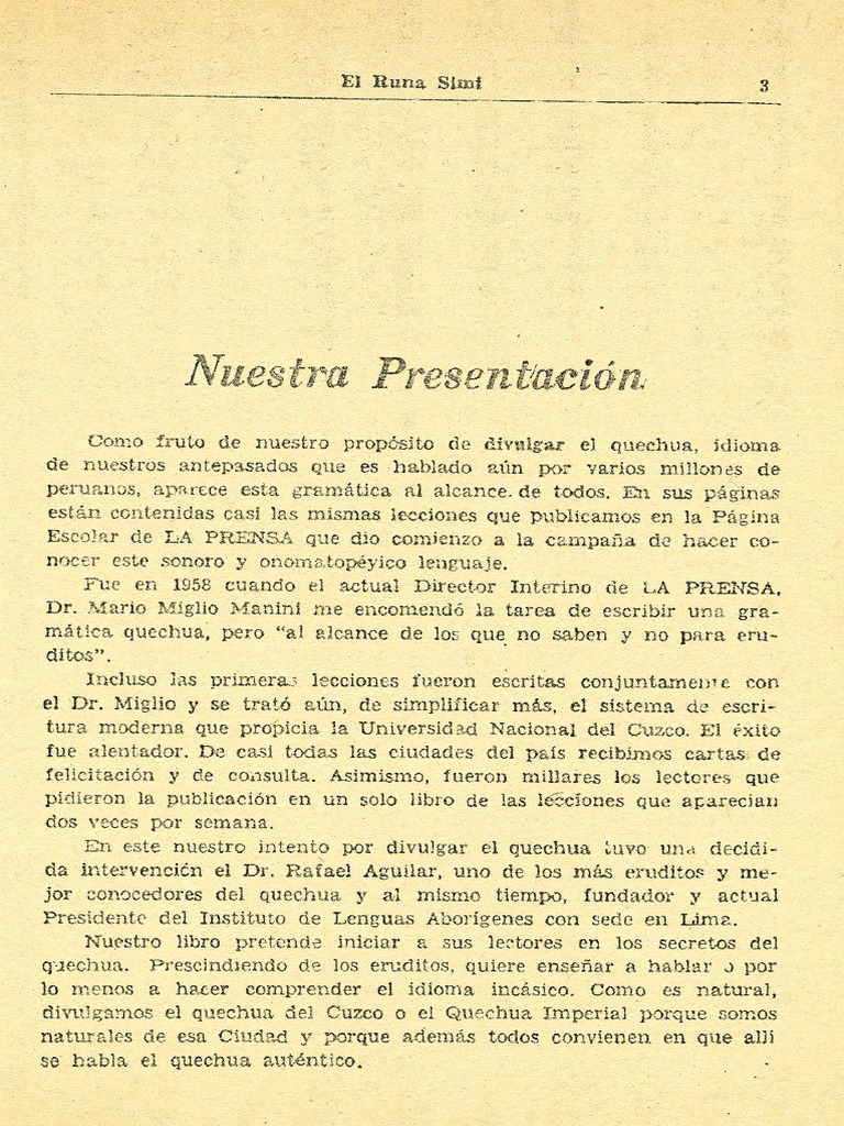 Runa Simita Yachay (1961) 01 | PDF