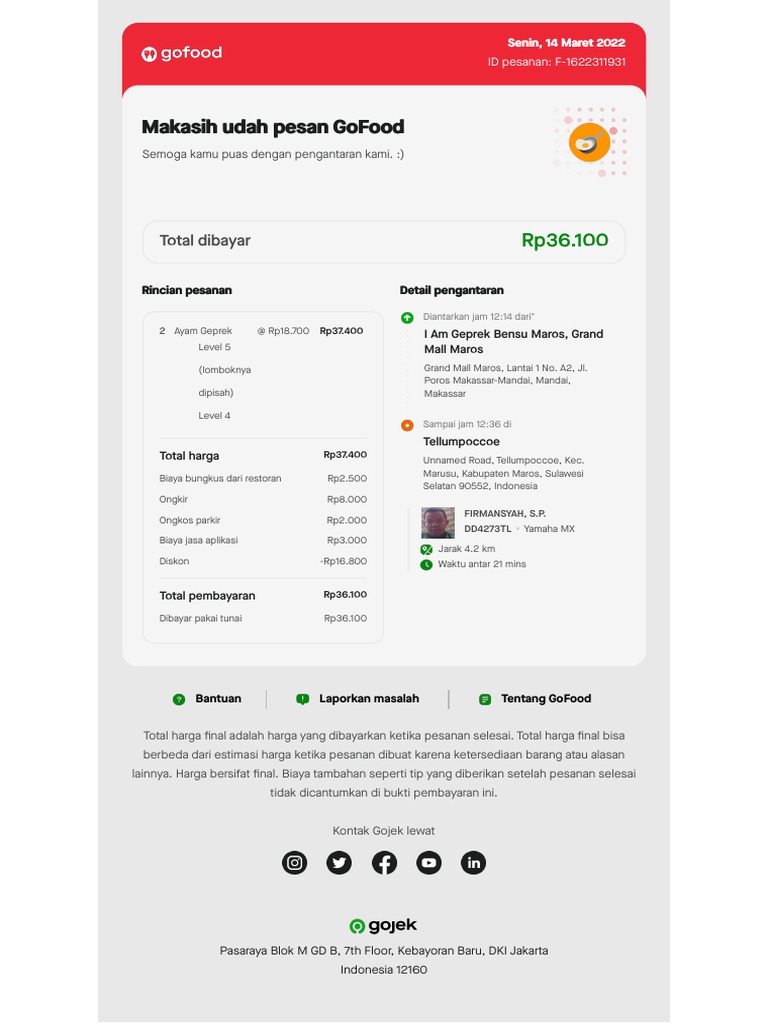Struk Pesanan GoFood | PDF