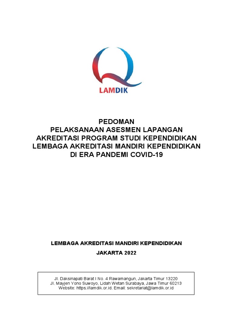 Pedoman Asesmen Lapangan LAMDIK | PDF | Karier & Perkembangan