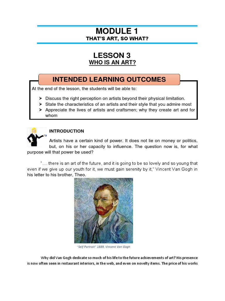 MODULE 1-Lesson 3 | PDF | Vincent Van Gogh | Leonardo Da Vinci