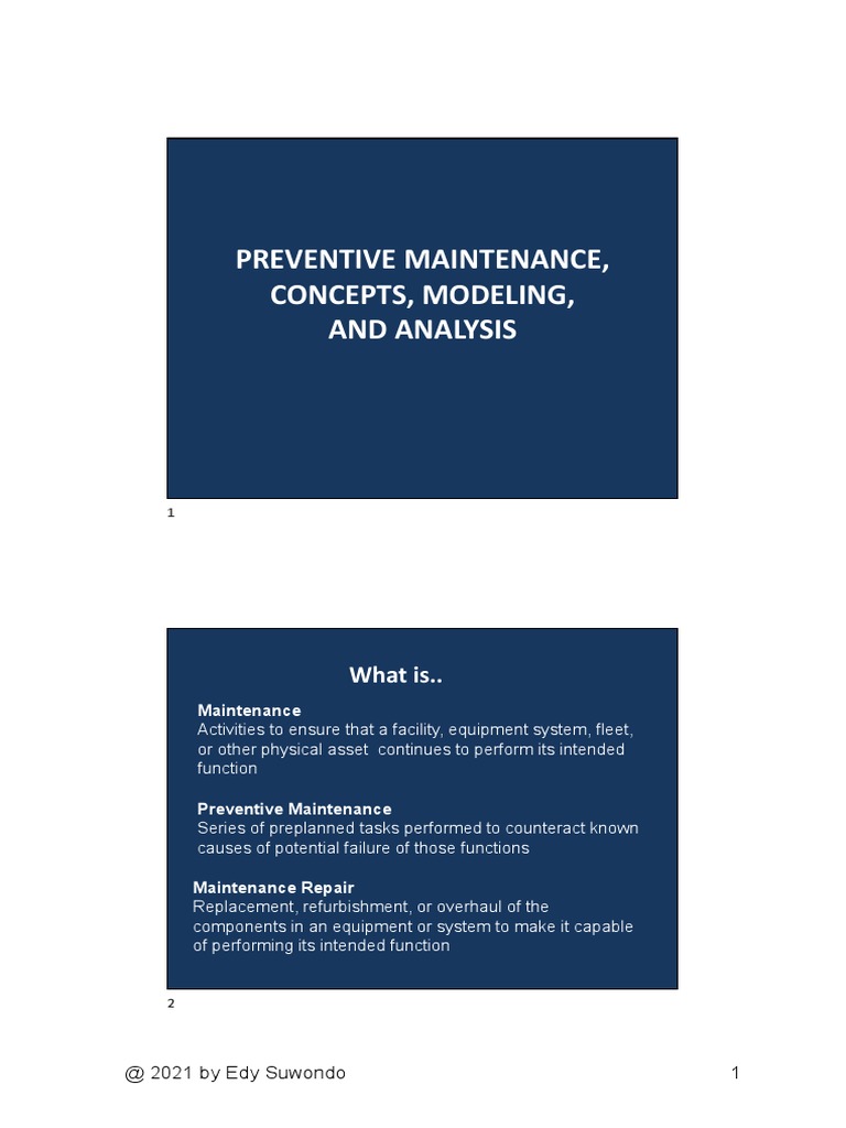Preventive Maintenance Concepts & Models | PDF | Probability Density ...