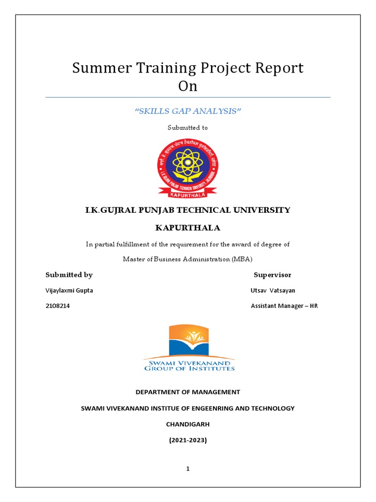 Summer Training Project Report MBA (2021-23) | PDF