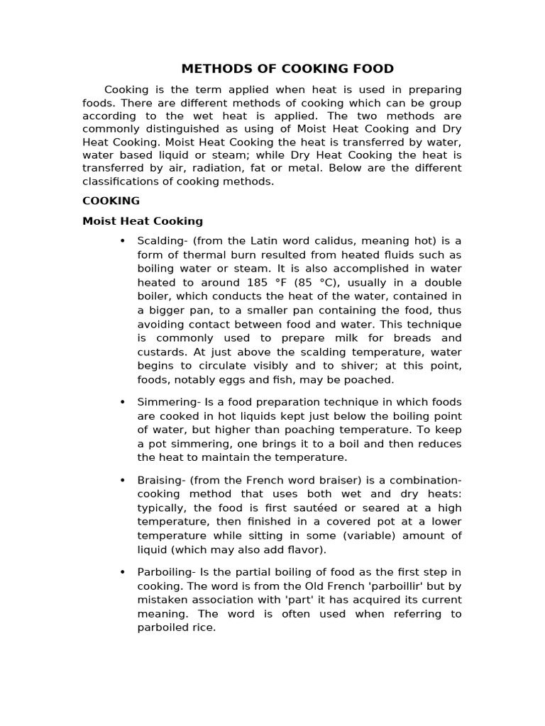 Methods of Cooking Food P1 | PDF | Grilling | Cooking
