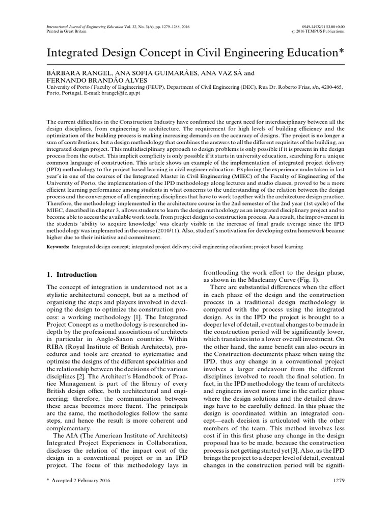 Integrated Design Concept in Civil Engineering Education | PDF | Design | Project Based Learning