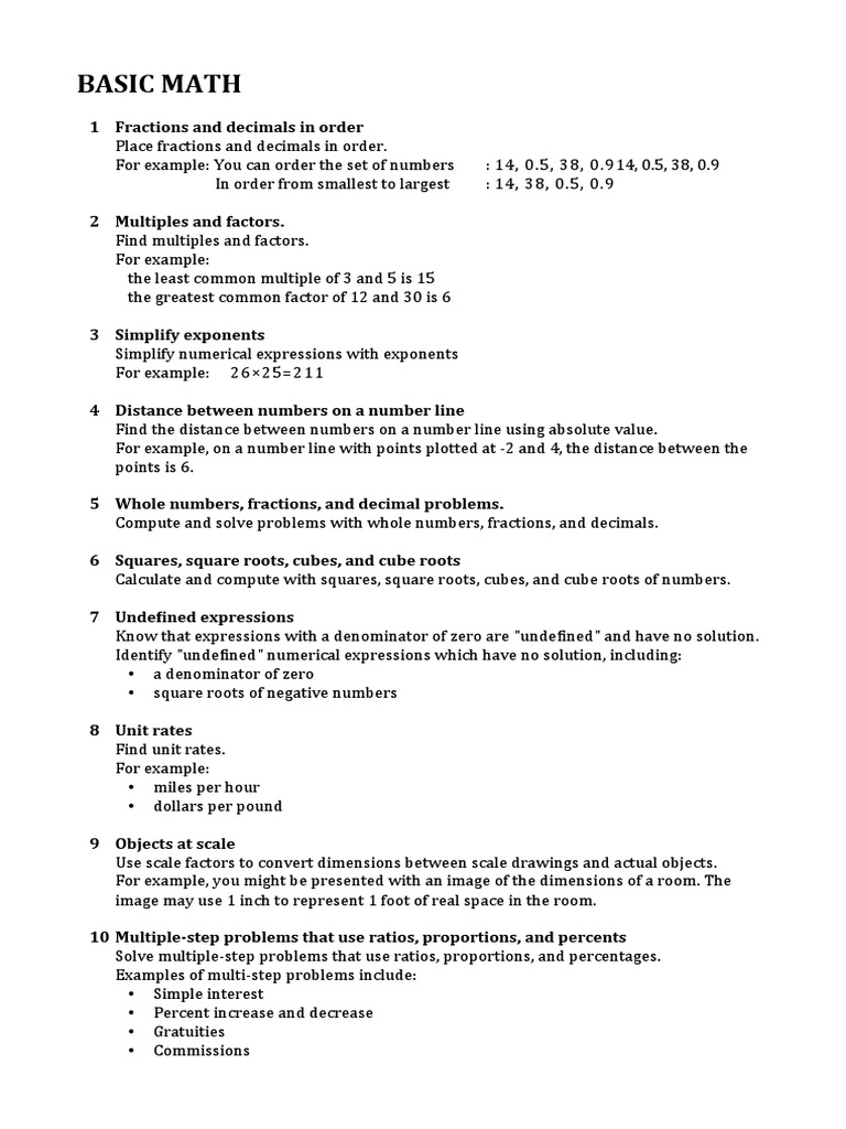 GED Math - Syllabus | PDF