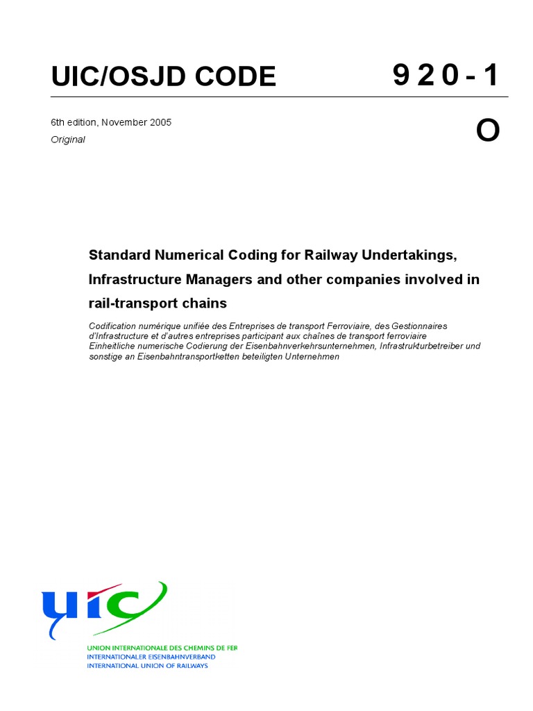 UIC/OSJD Standard Railway Coding Guide | PDF | Business | Computers
