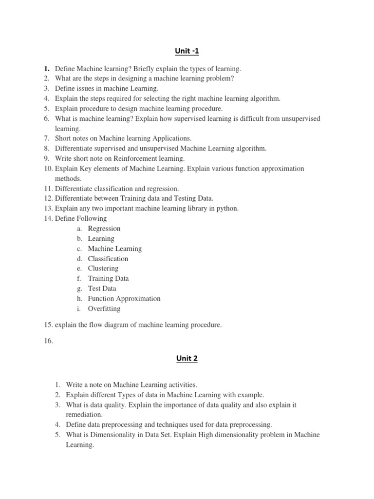 Machine Learning - Question Bank | PDF