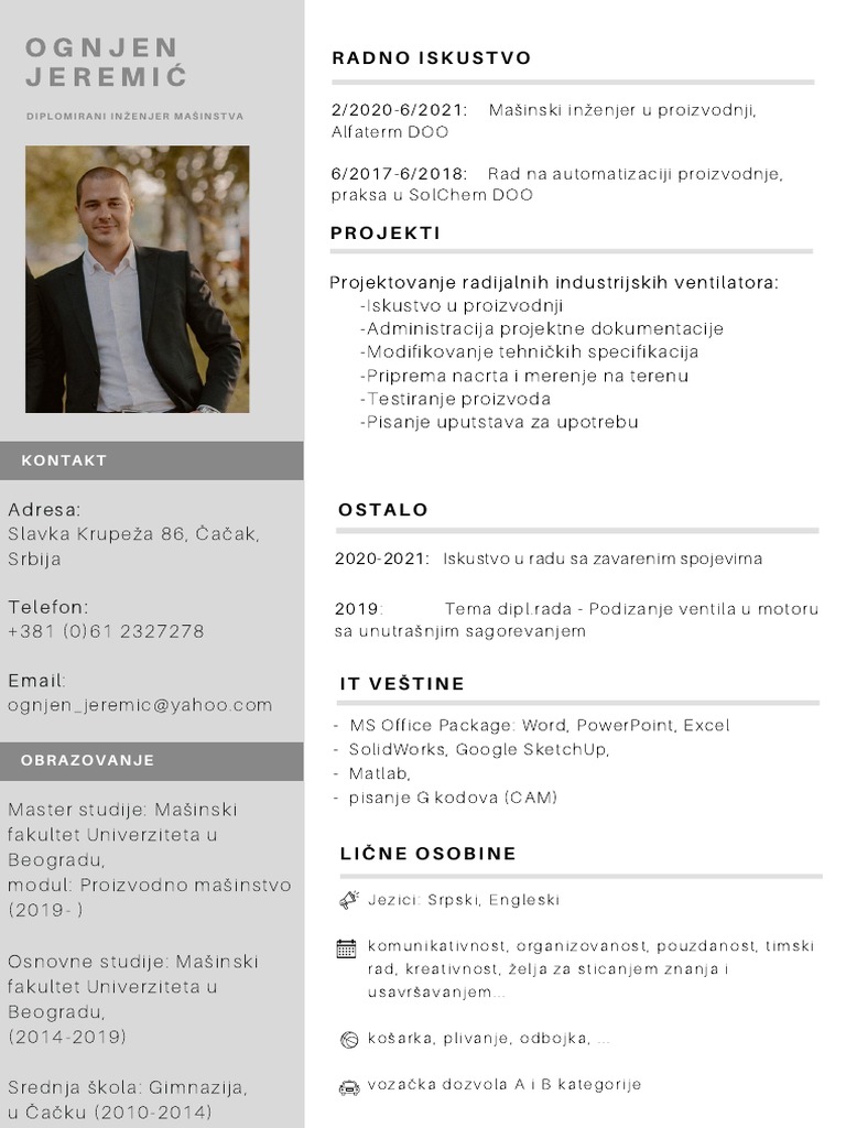 CV Ognjen Jeremic - Kopija | PDF