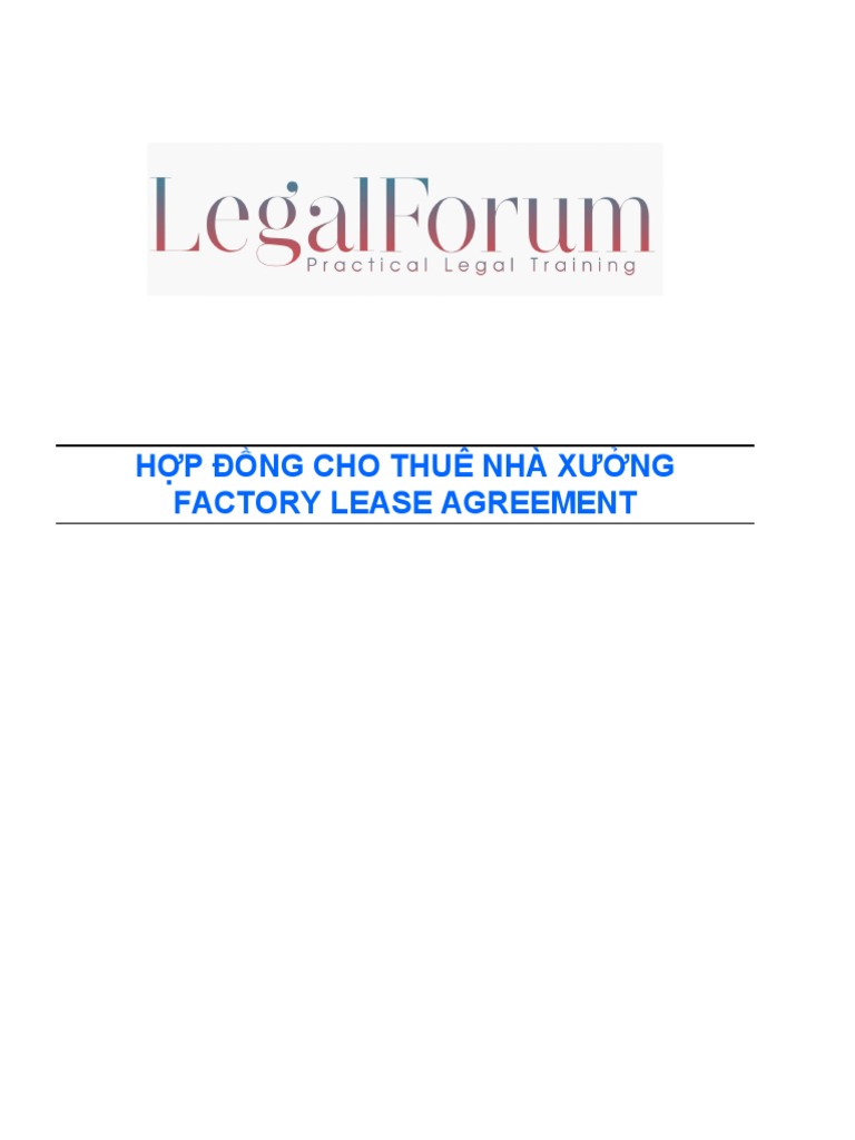 Mẫu Hợp đồng thuê nhà xưởng - Factory lease agreement - Song ngữ | PDF