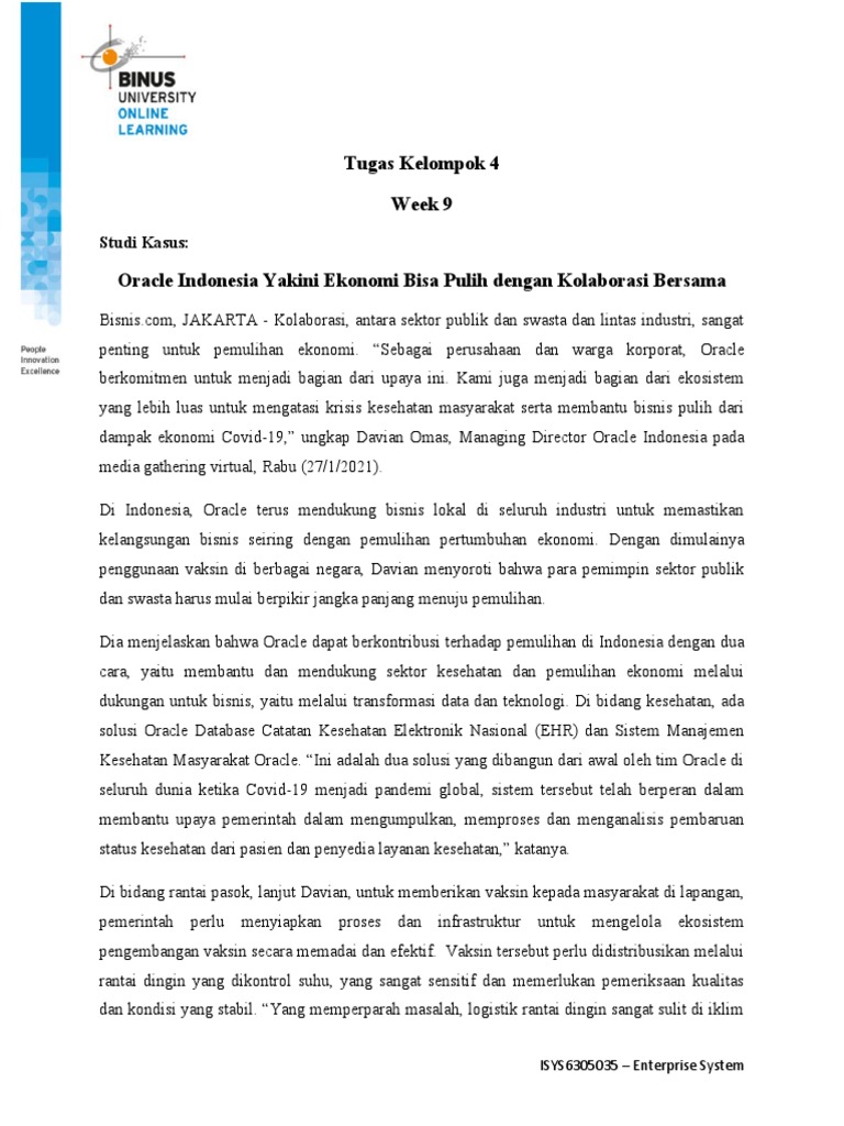 ISYS6305035-Enterprise System-TK4-W9 | PDF | Business