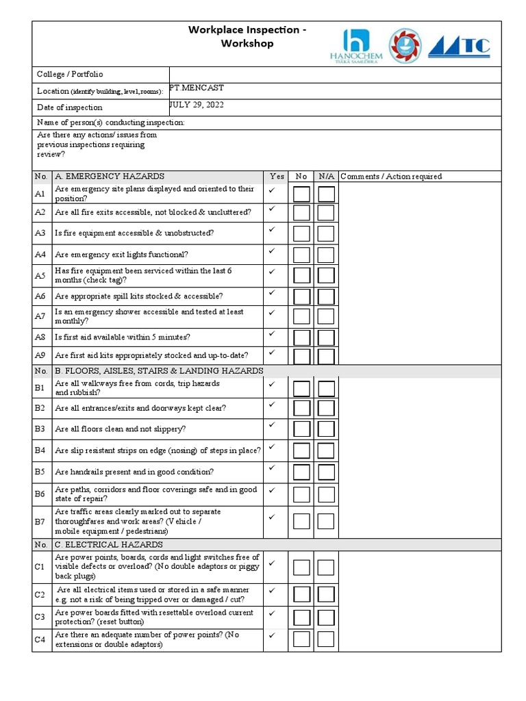Check List-Workshop (Construction Asessment) | PDF