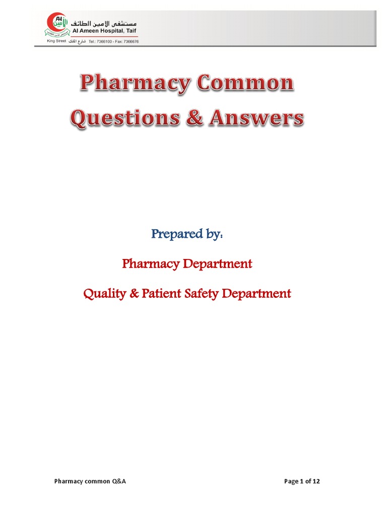 Pharmacy Cbahi Questions 2022 | PDF | Pharmacy | Medical Error