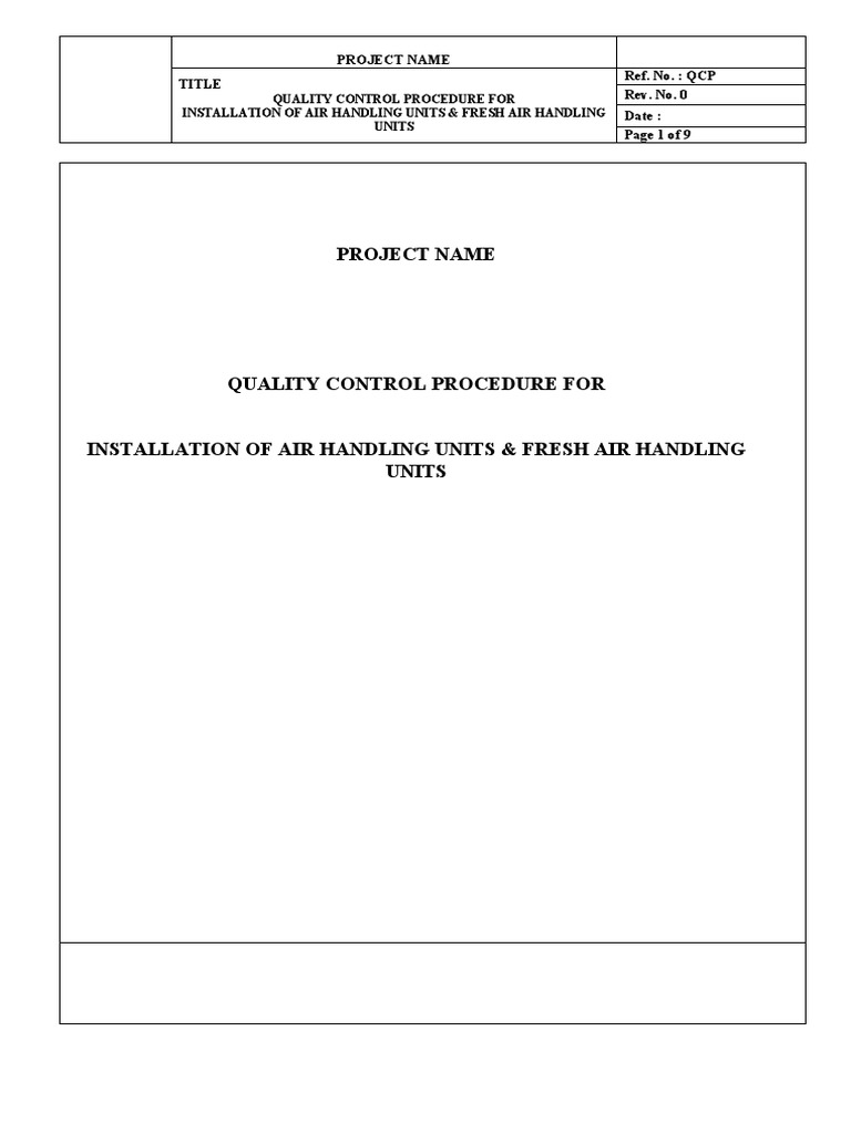 Quality Control for AHU & FAHU Installation | PDF | Quality Assurance ...