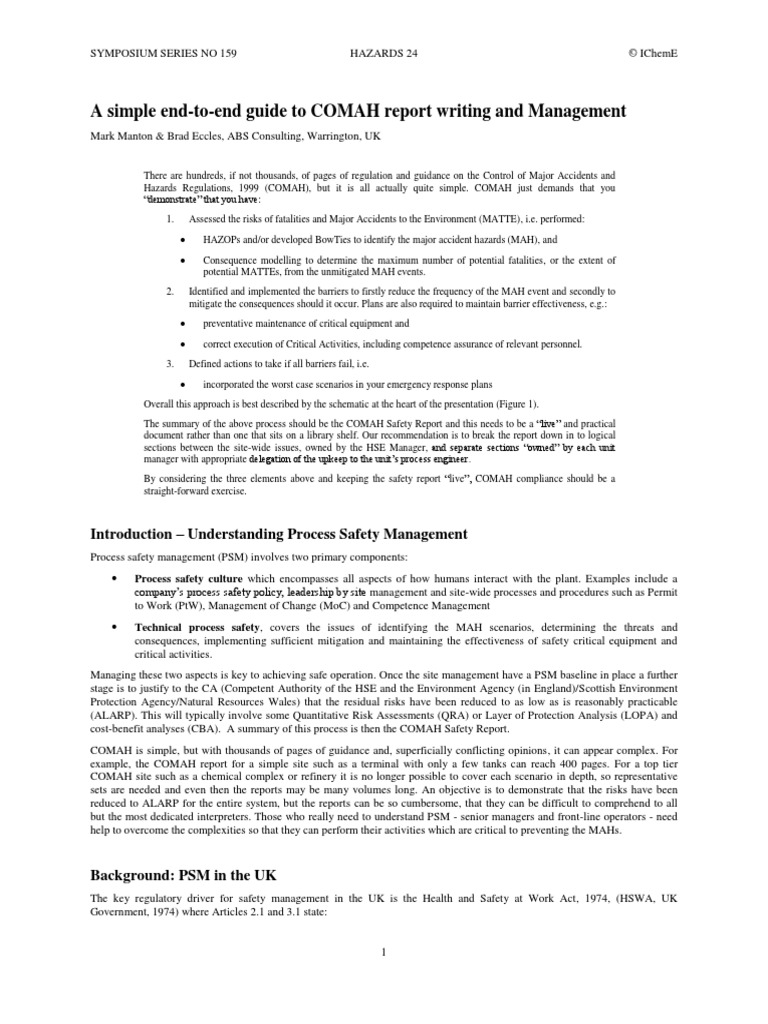 A Simple End-To-End Guide To COMAH Report Writing and Management | PDF ...