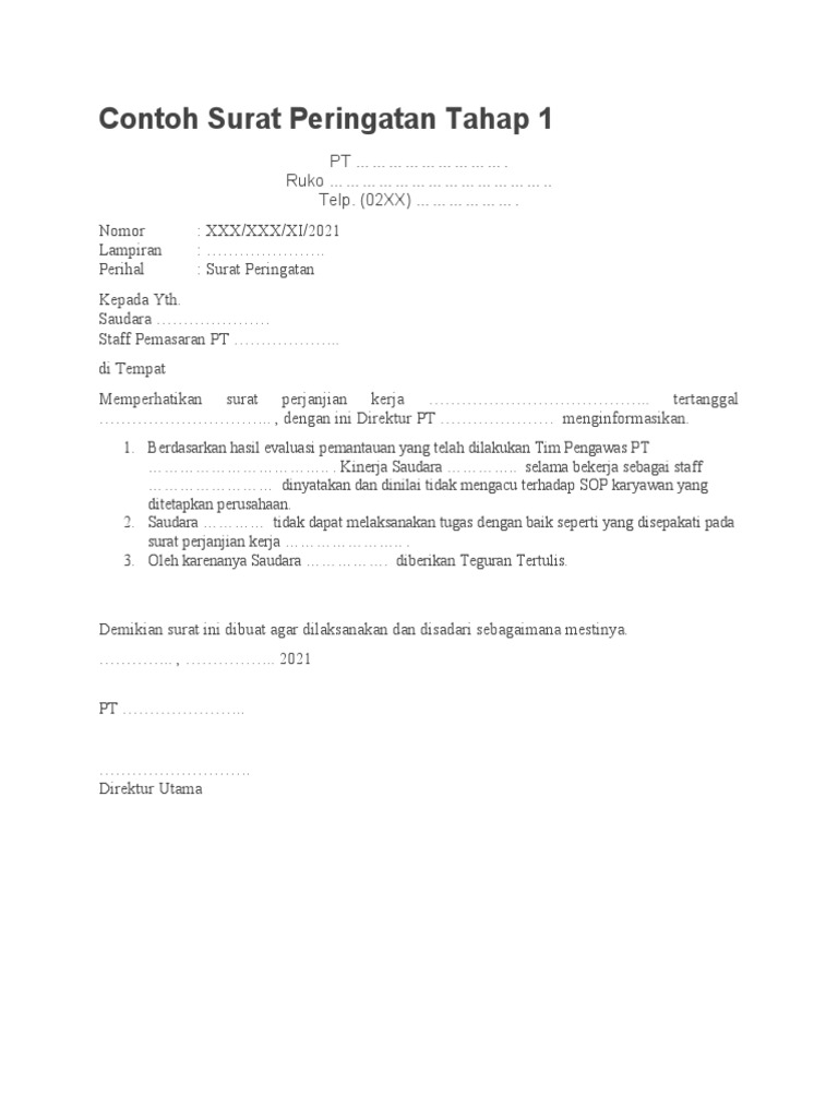 Contoh Surat Peringatan Kerja | PDF