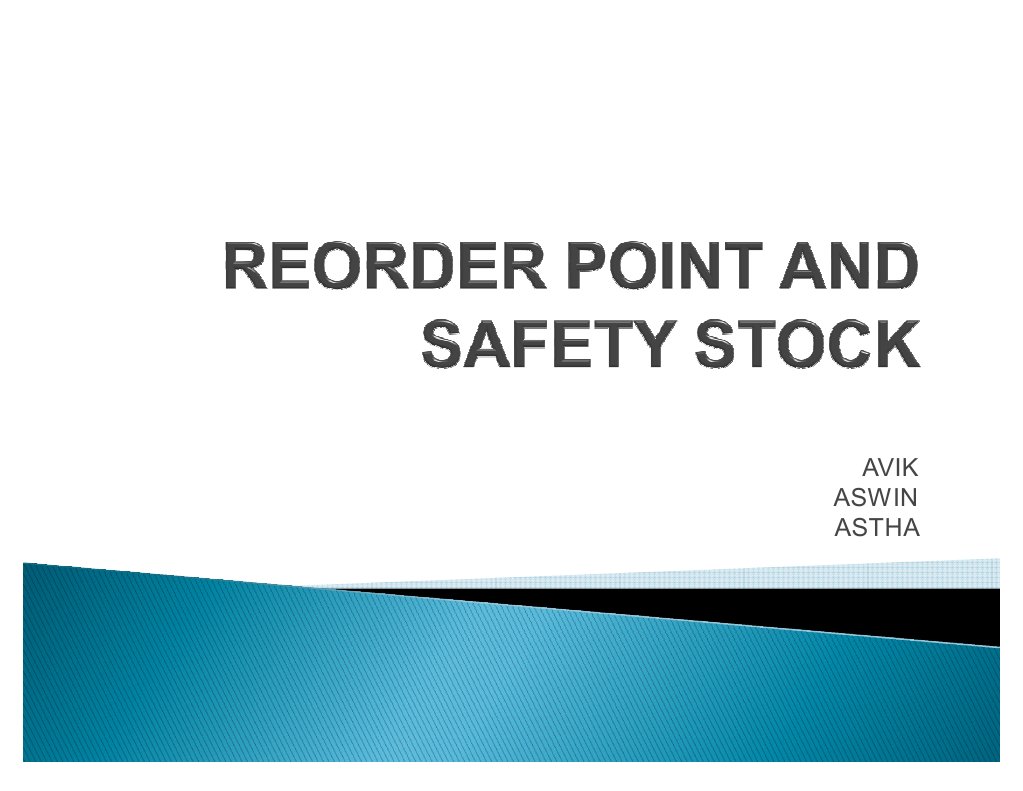 Reorder Point And Safety Stock