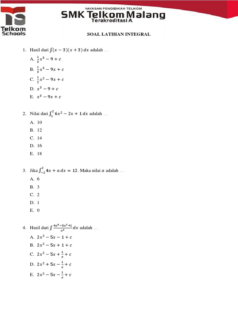 Soal Latihan Integral Matematika | PDF