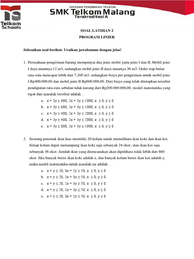 Soal Latihan Program Linier 2 | PDF