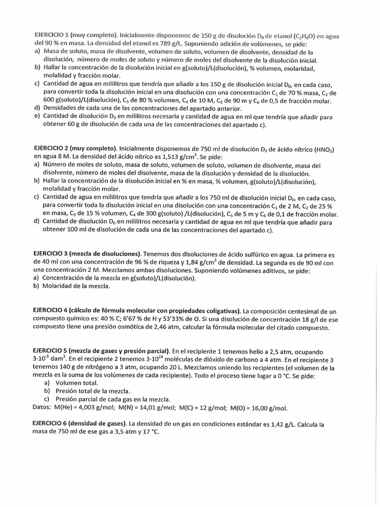 Ejercicios T1 T2 T3 Repaso FyQ | PDF