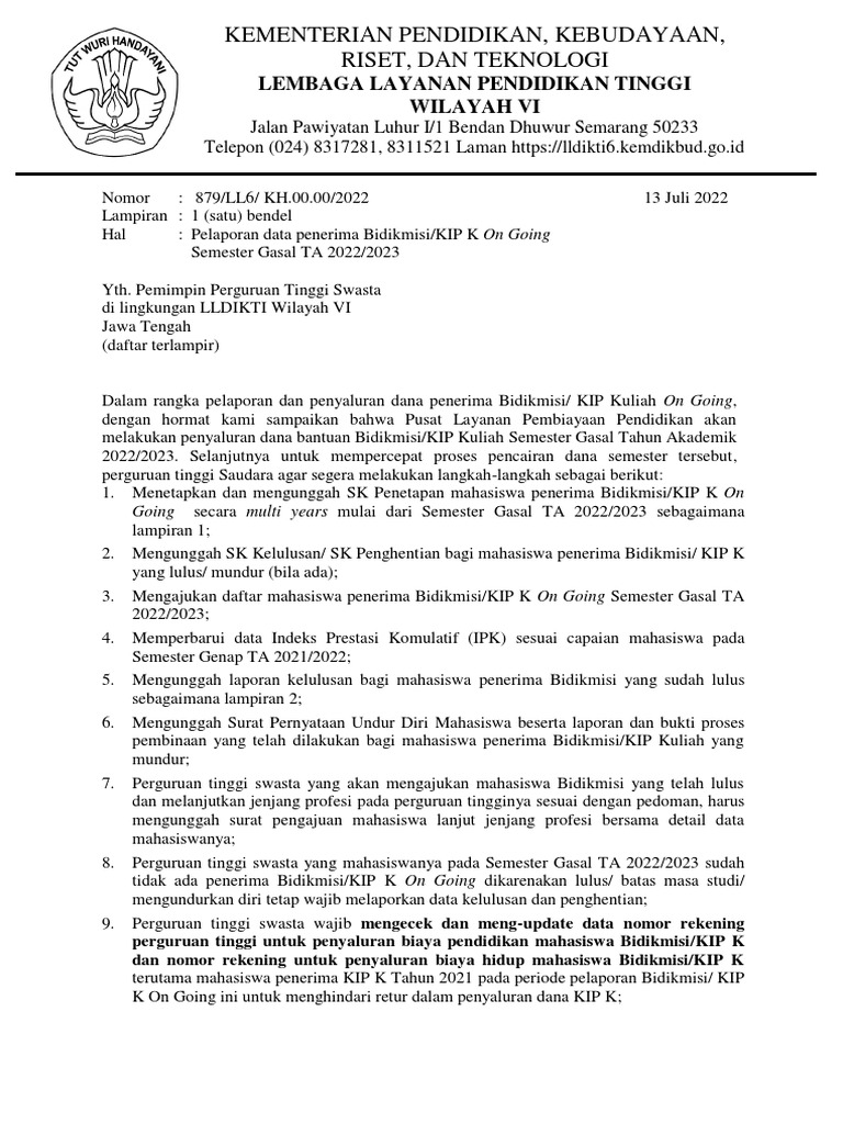 Edaran Lap BM Kipk Og Gasal Ta 2022 2023 1 | PDF