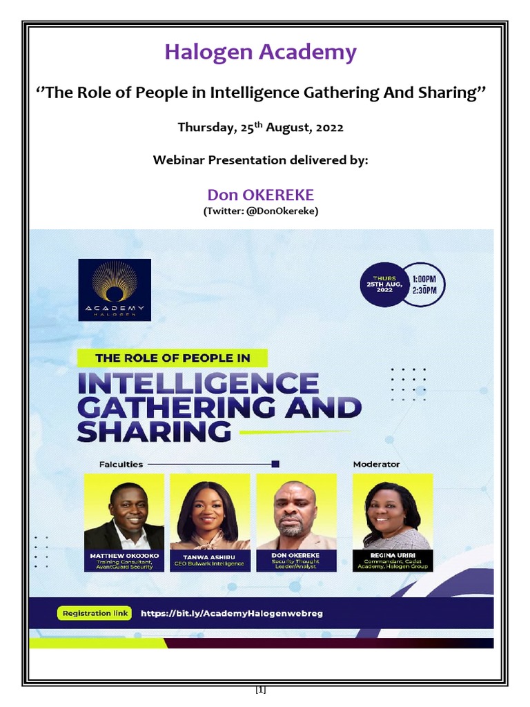 The Role of Citizens in Intelligence Gathering and Sharing | PDF ...