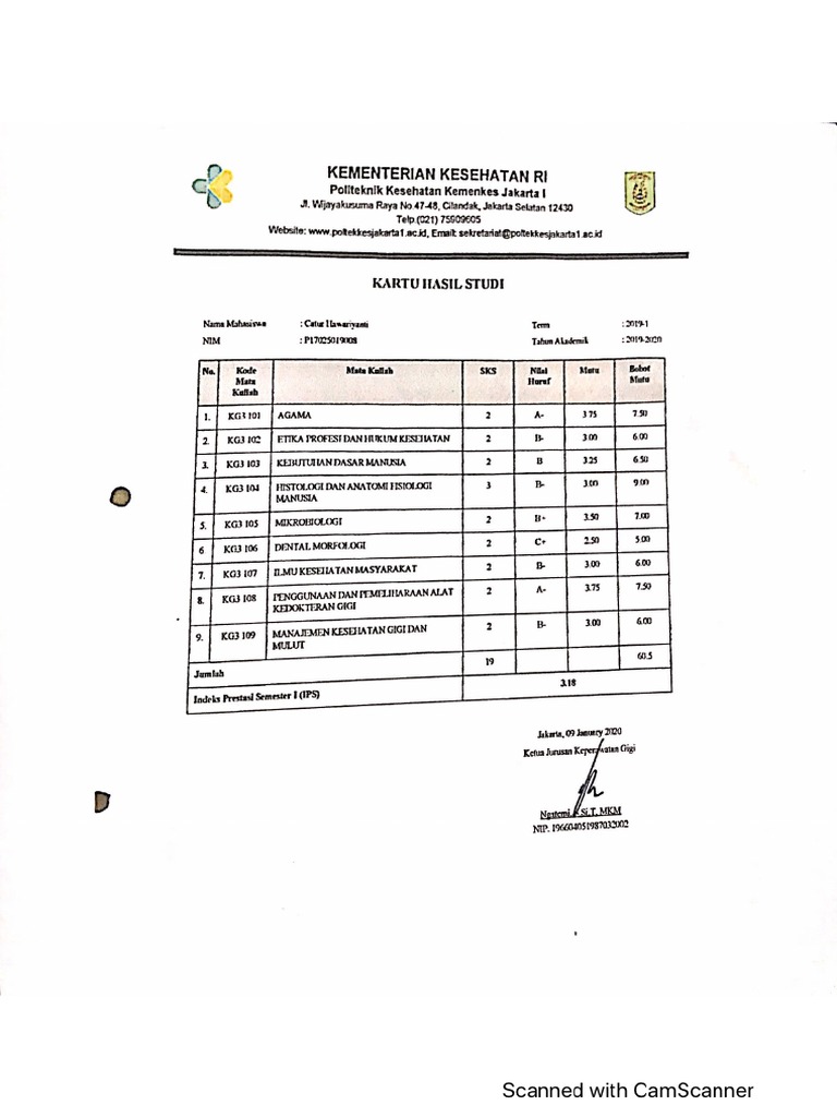 Transkip Nilai Dari Semester 1-5 | PDF