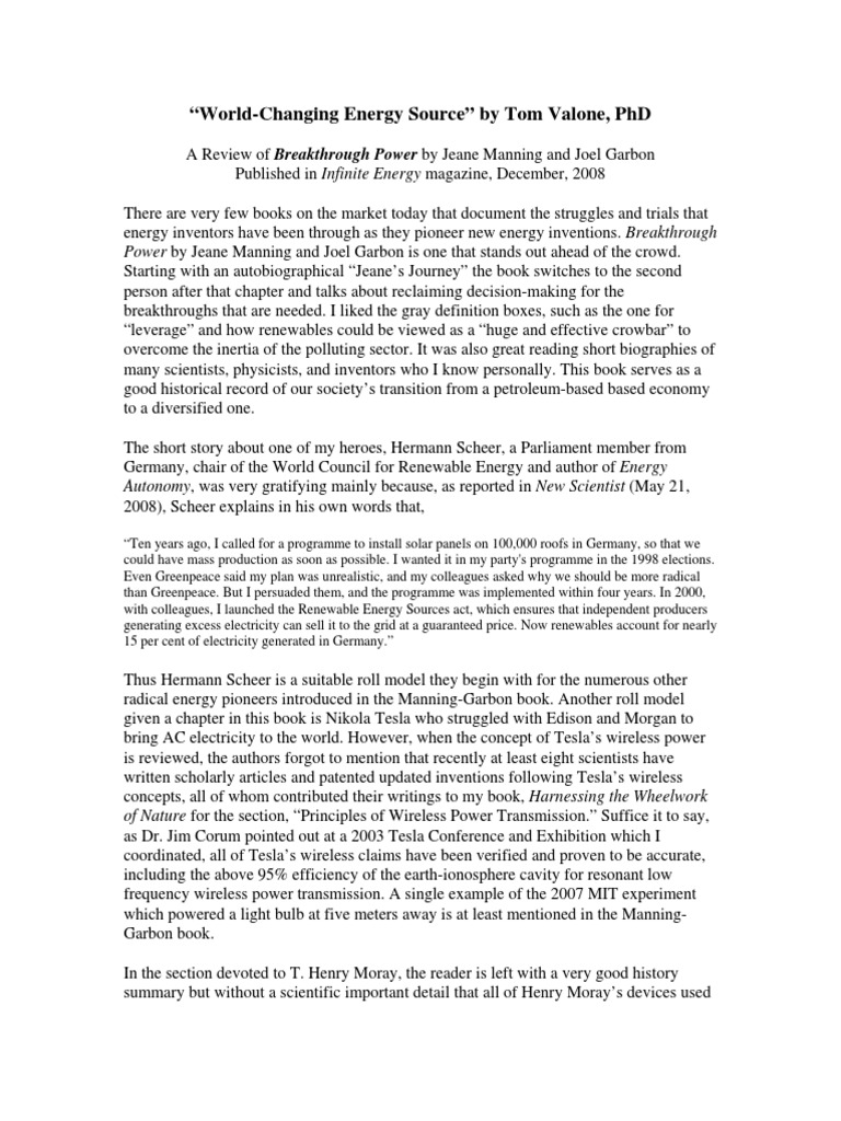 Breakthrough Power Review | PDF | Nikola Tesla | Electricity