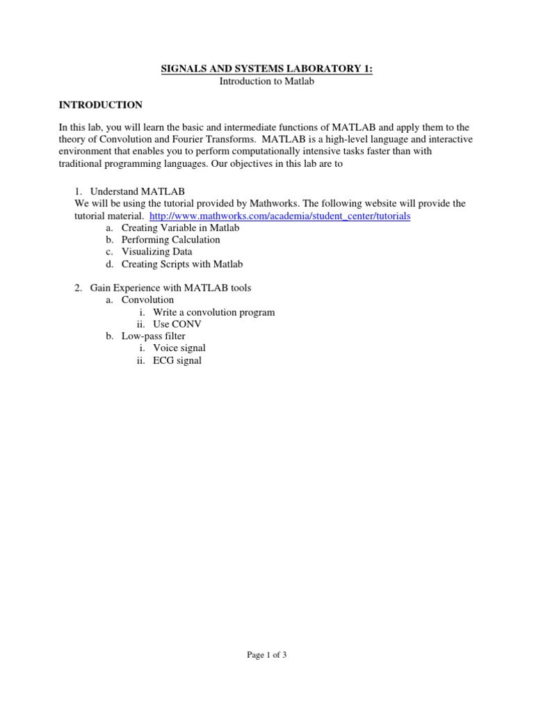 Introduction To Matlab Pdf Matlab Convolution